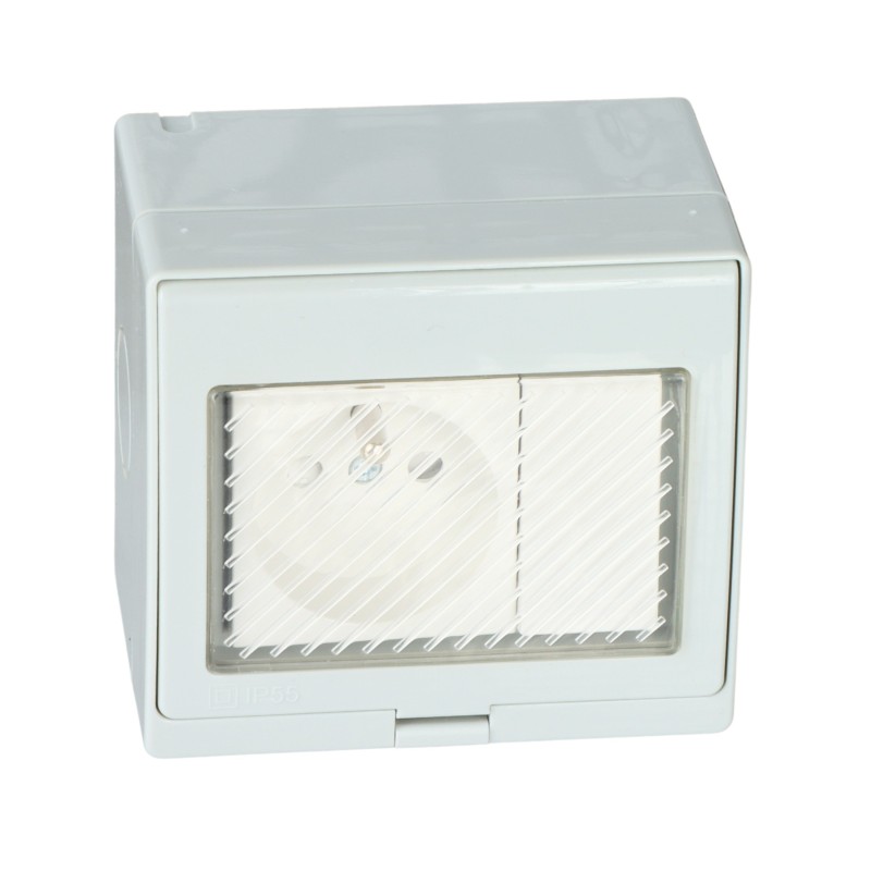 Priză IP55 aparentă cu întrerupător 230V/10A ATLO-S1IP5-SW